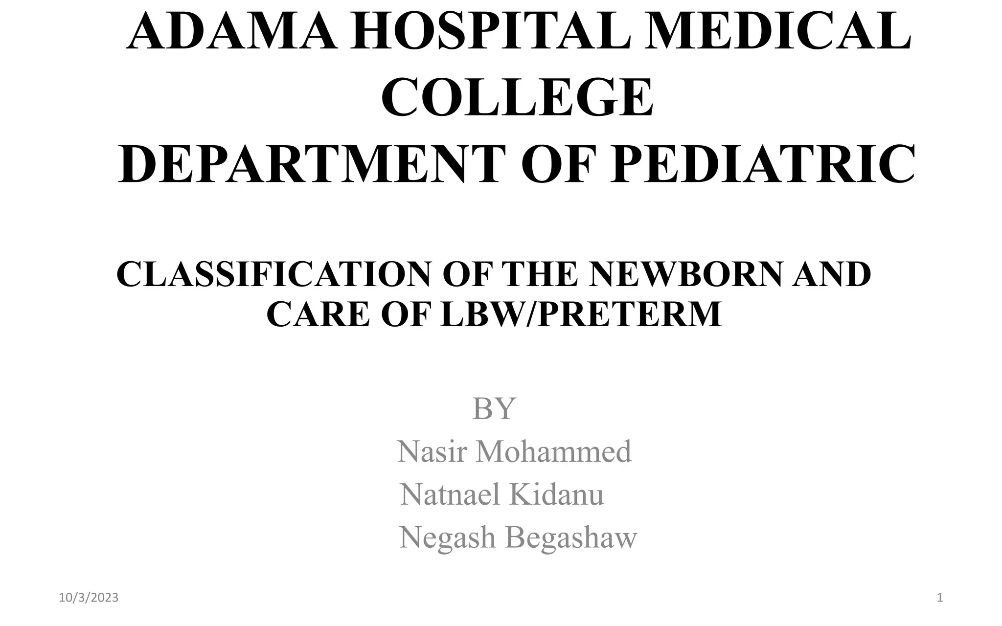0. Classification of Newborn.pptx | Pregnancy | Reproductive Health
