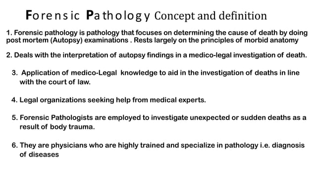 INTRODUCTION TO BASIC FORENSIC PATHOLOGY | PPTX | Diseases and ...