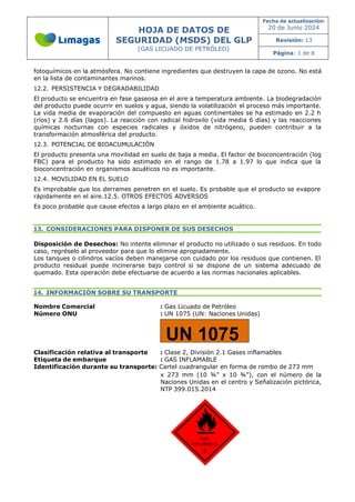 HOJA DE SEGURIDAD MSDS DE GAS LICUADO DE PETROLEO | PDF