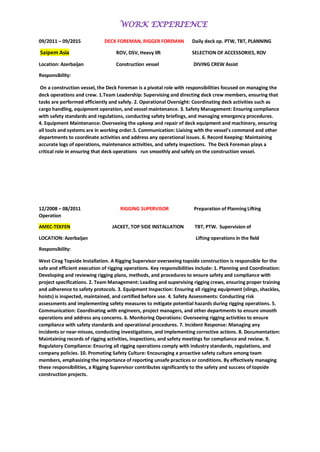 Deck Foreman/Barge Foreman/Lifting Supervisor | PDF