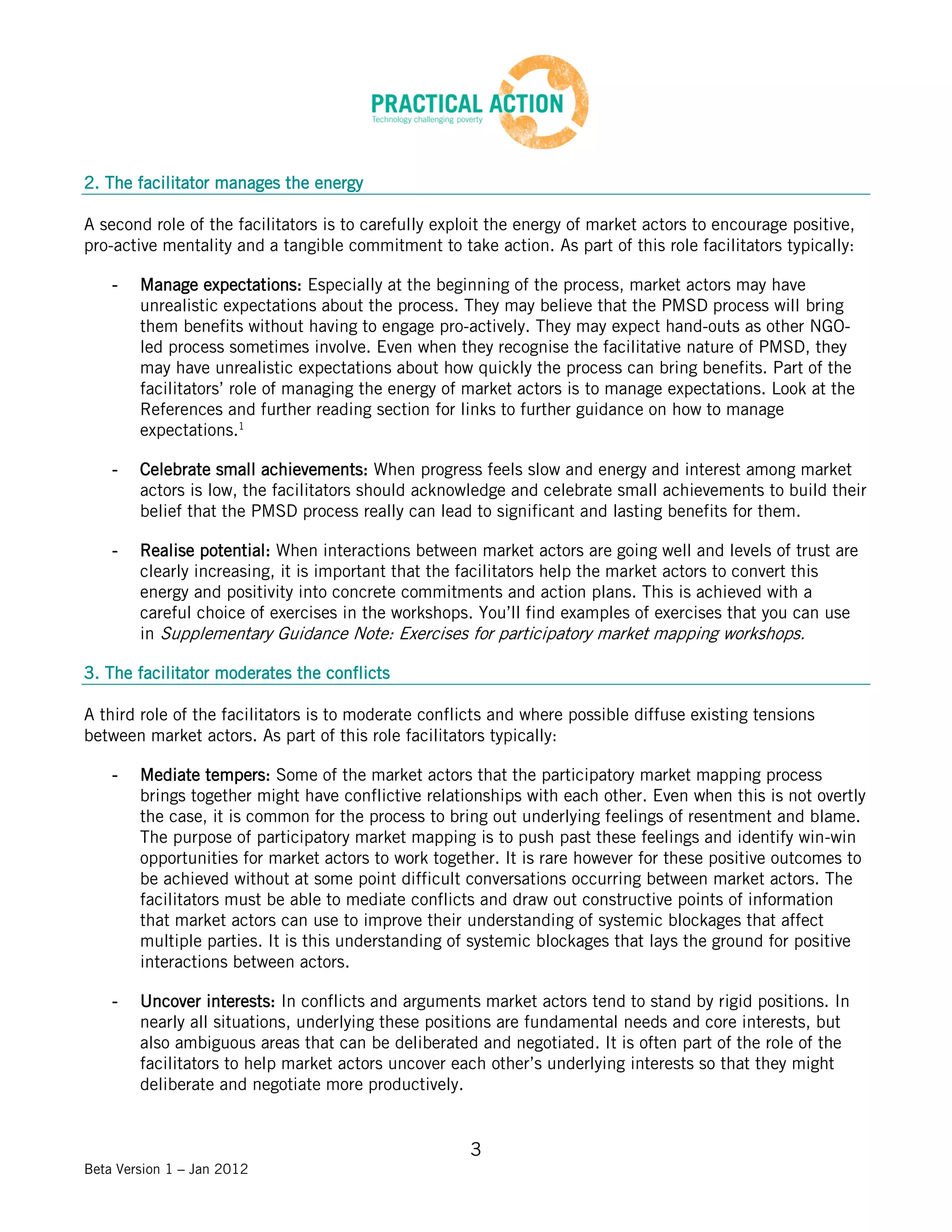 Facilitation Training Materials - Roles of the Facilitator handout | PDF