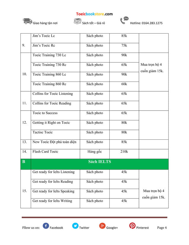 0 bang bao gia sach toeic (t12-2014) | PDF