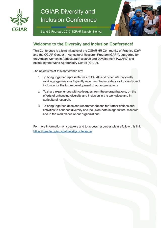 CGIAR Diversity and Inclusion Conference Program | PDF
