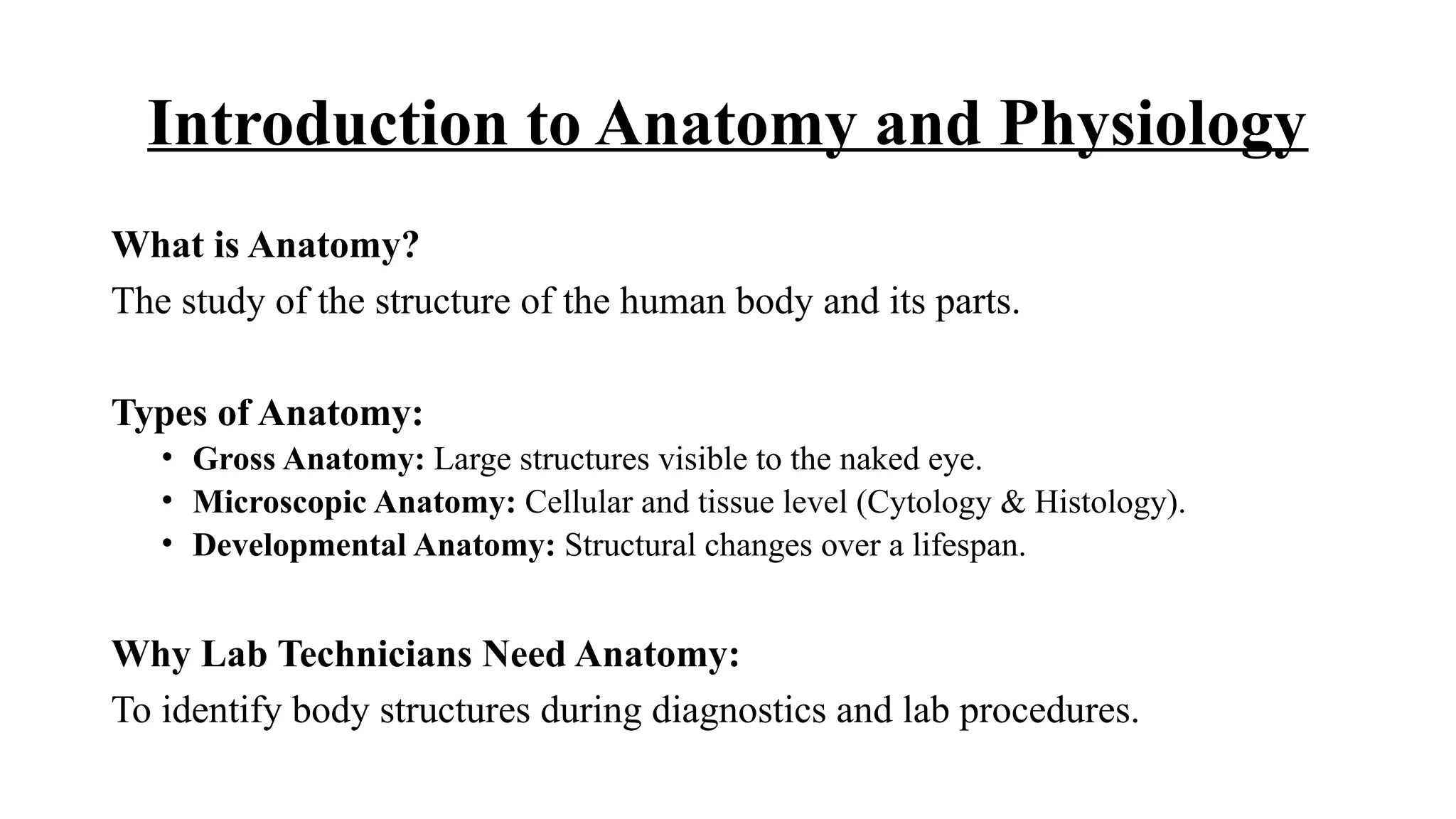 Introduction to Anatomy and Physiology for Lab Technicians | PPT