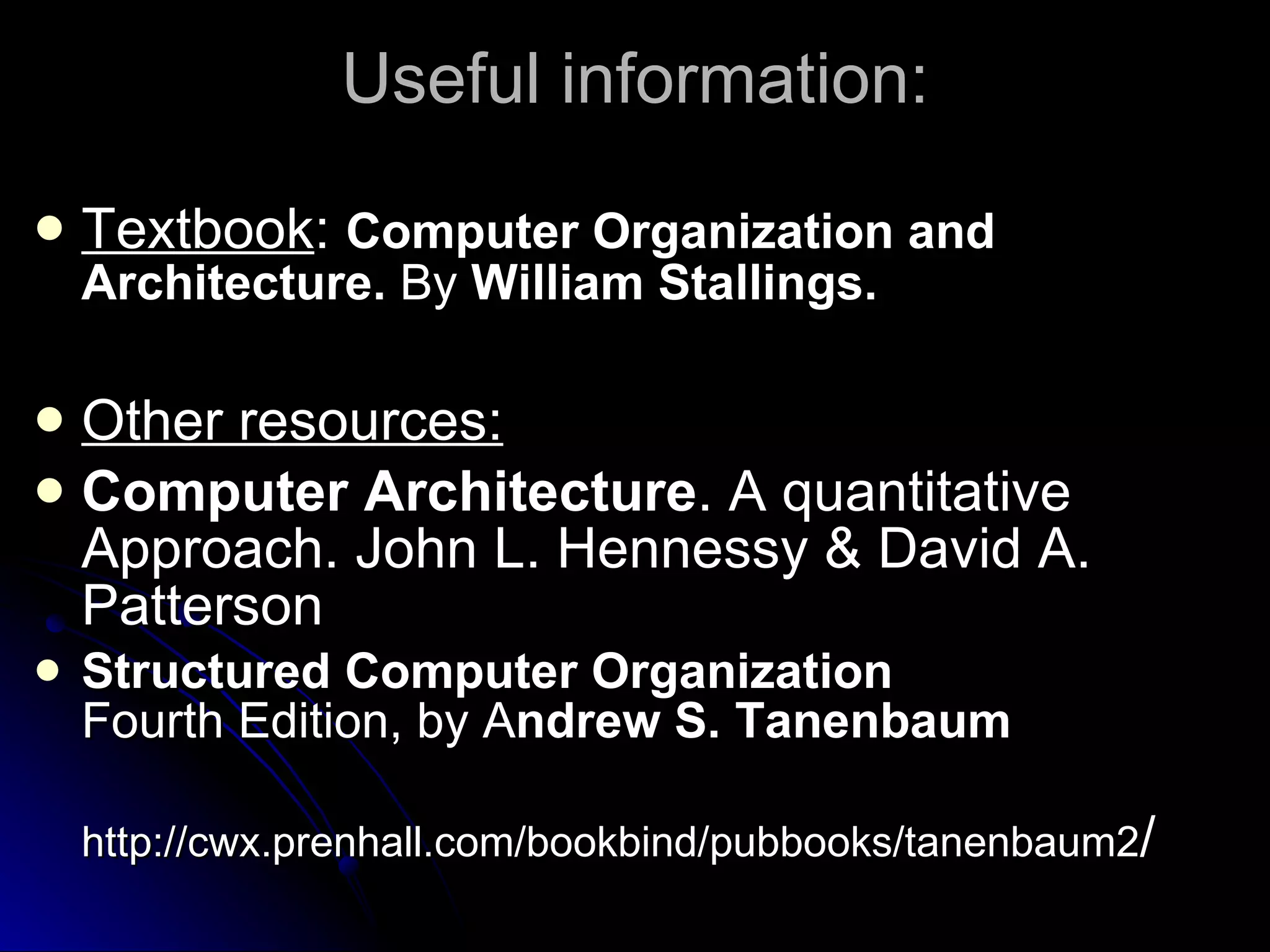 0 Introduction To Computer Architecture Ppt