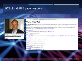 Introduction to Web Programming, HTTP, Development | PDF
