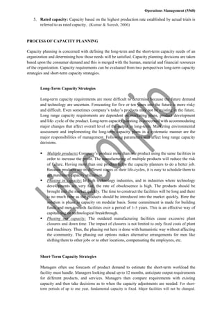 CAPACITY PLANNING AND ‎FACILITIES PLANNING | PDF