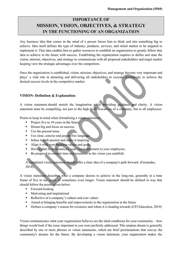 MISSION, VISION, OBJECTIVES & ‎STRATEGY | PDF