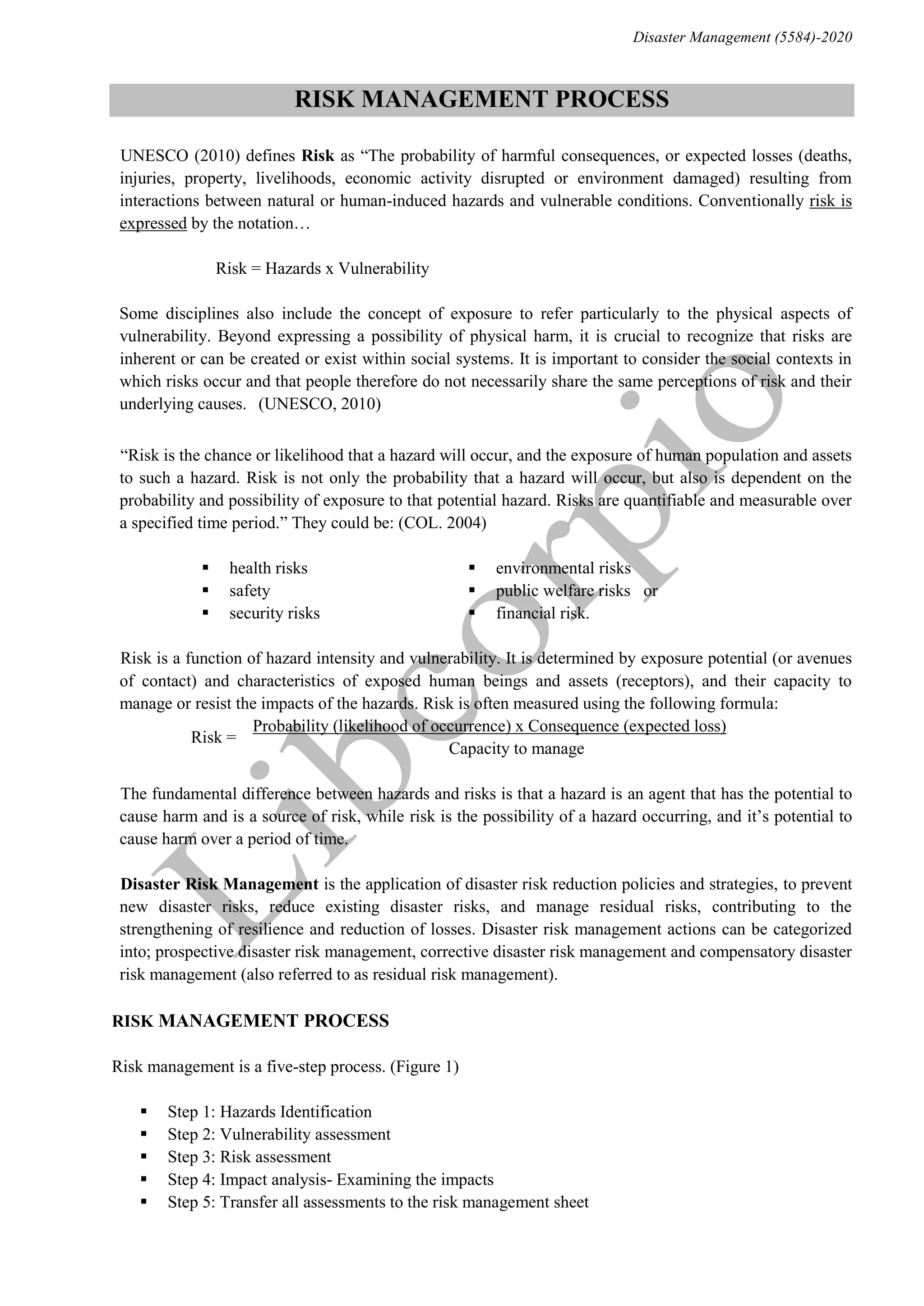 RISK MANAGEMENT ‎PROCESS | PDF