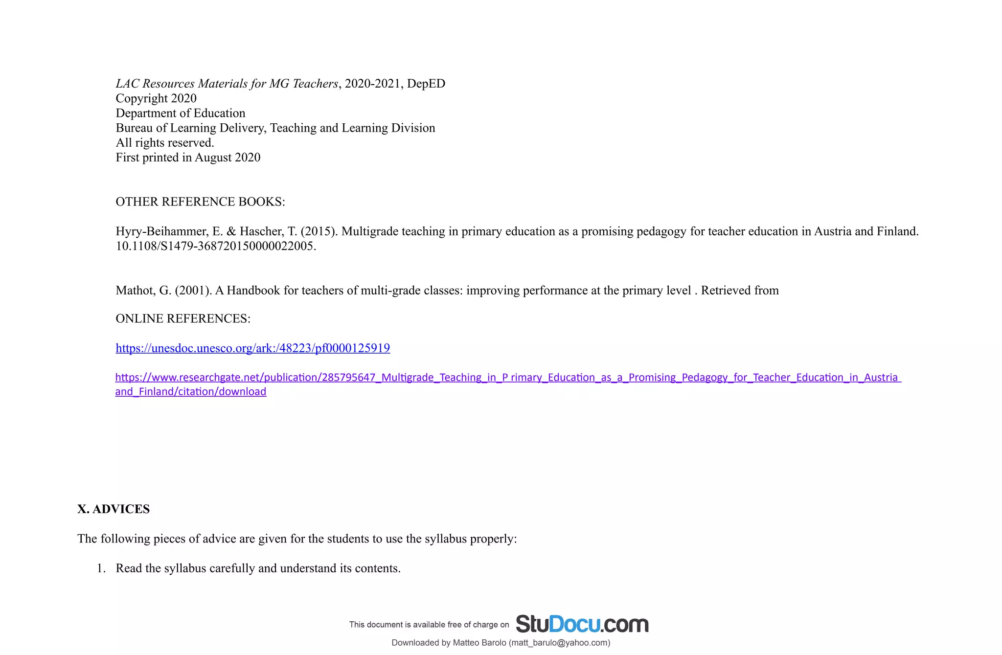 0 syllabus-in-e-lective-1-teaching-multigrade-classes | PDF