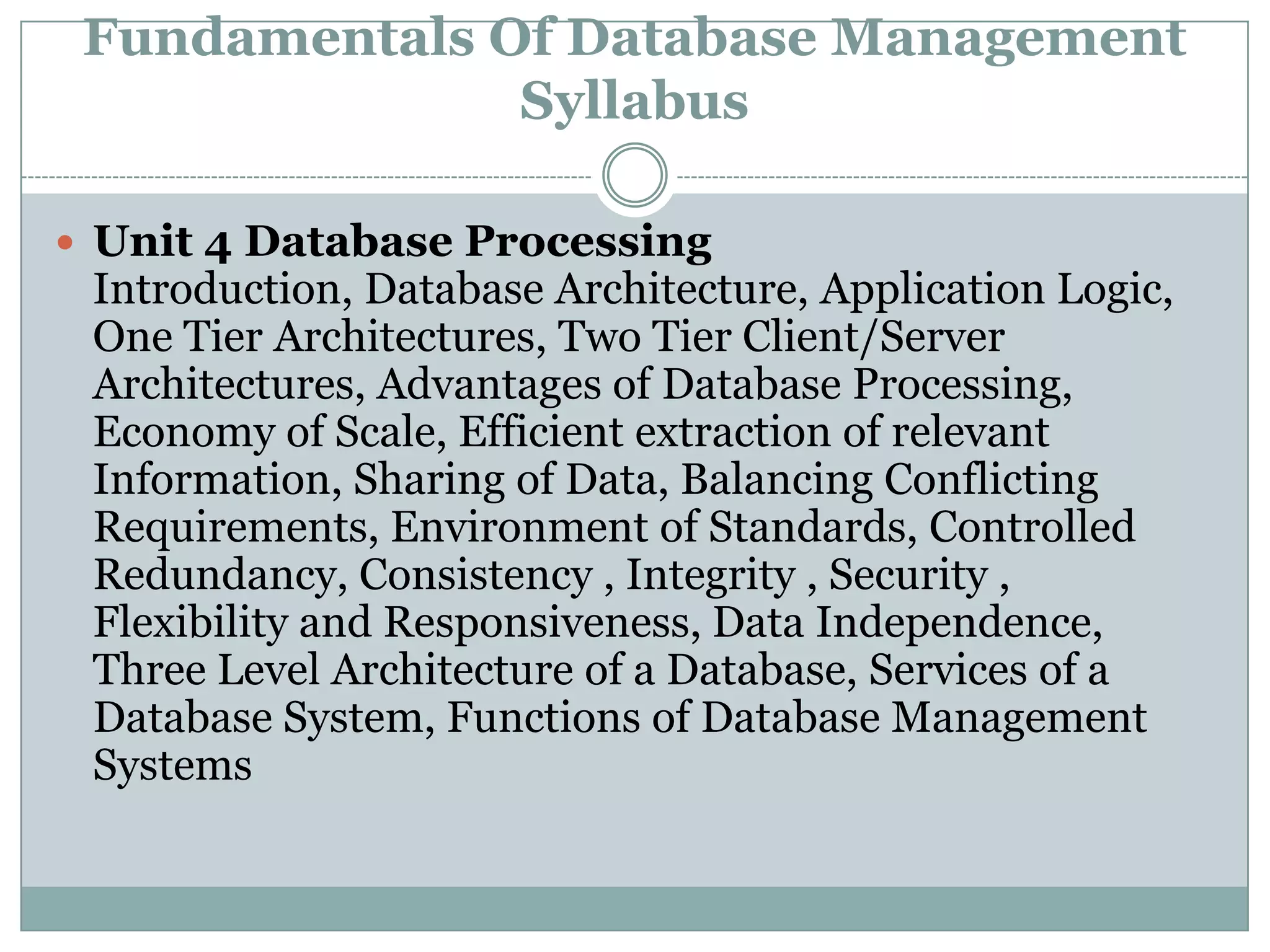 00.00 fundamentals of database management syllabus | PPTX