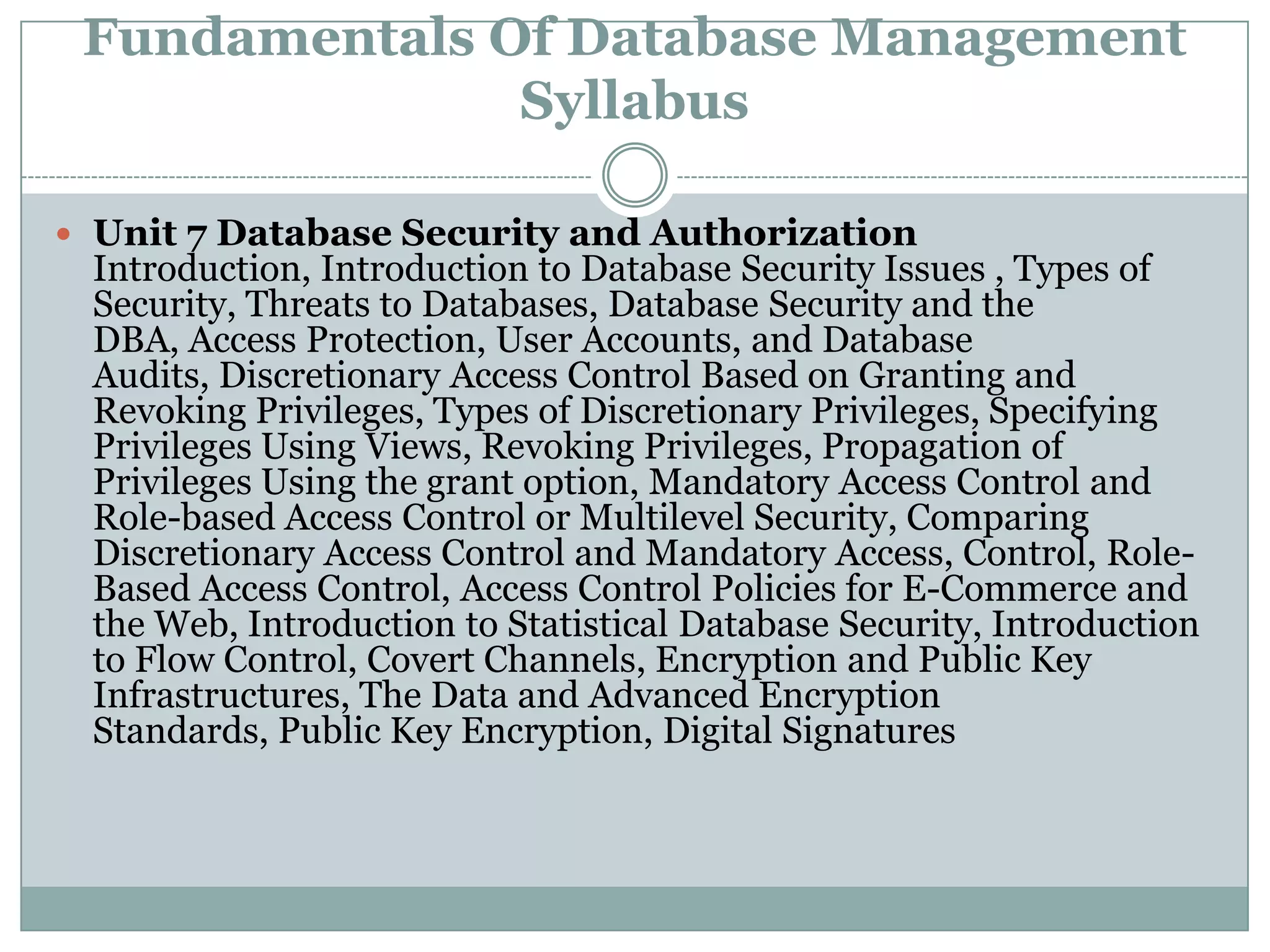 00.00 fundamentals of database management syllabus | PPTX
