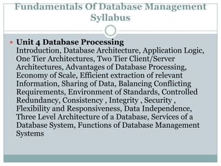 00.00 fundamentals of database management syllabus | PPTX
