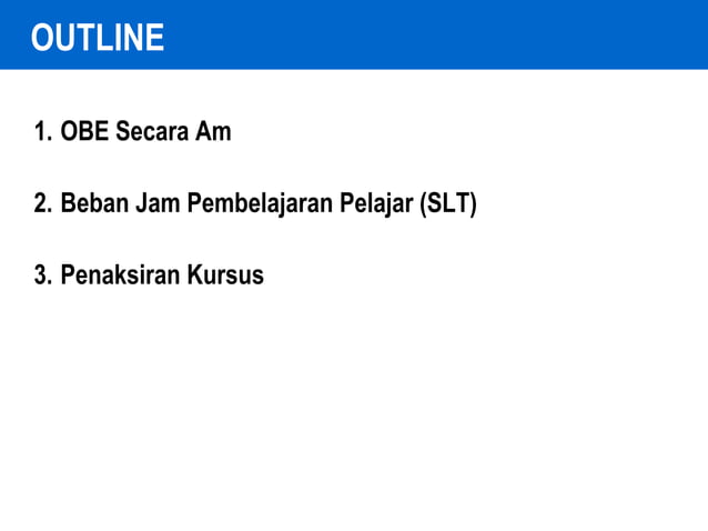 OBE Student Learning Time (SLT) & Assessment | PPT
