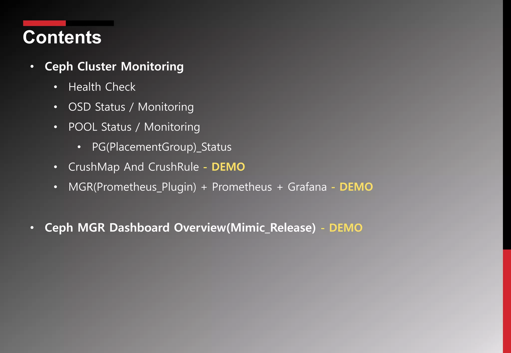 TechTalk02 - Ceph Cluster Monitoring & Dashboard Overview | PPT