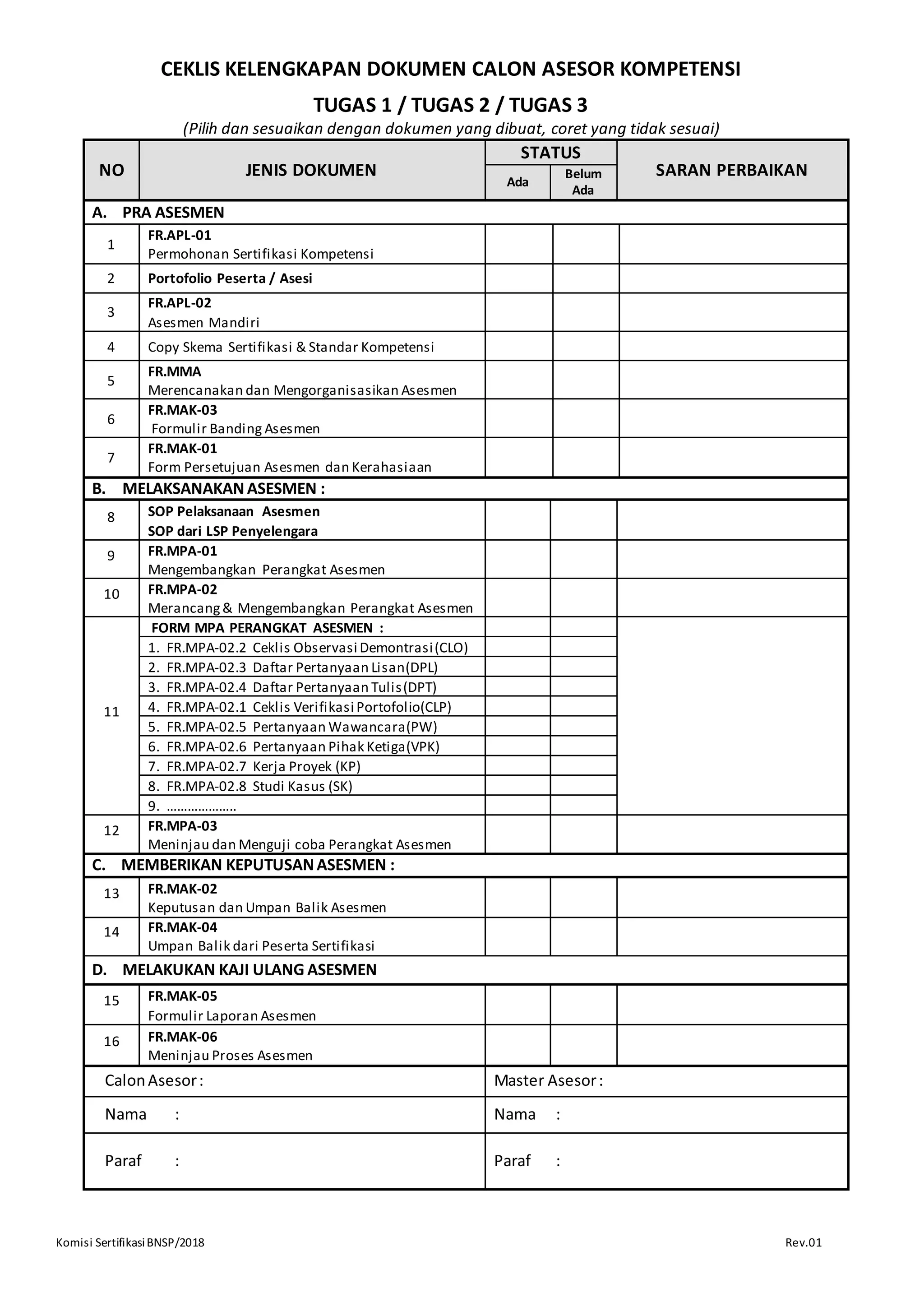 00. ceklis kelengkapan dok 2018 | DOCX