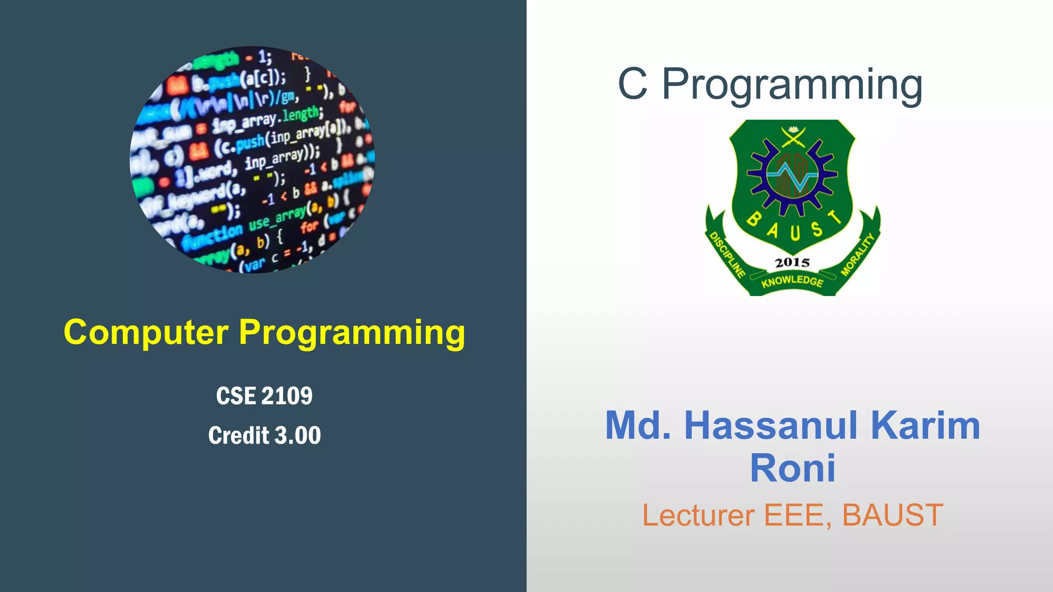 [HK Roni] C Programming Lectures | PPT