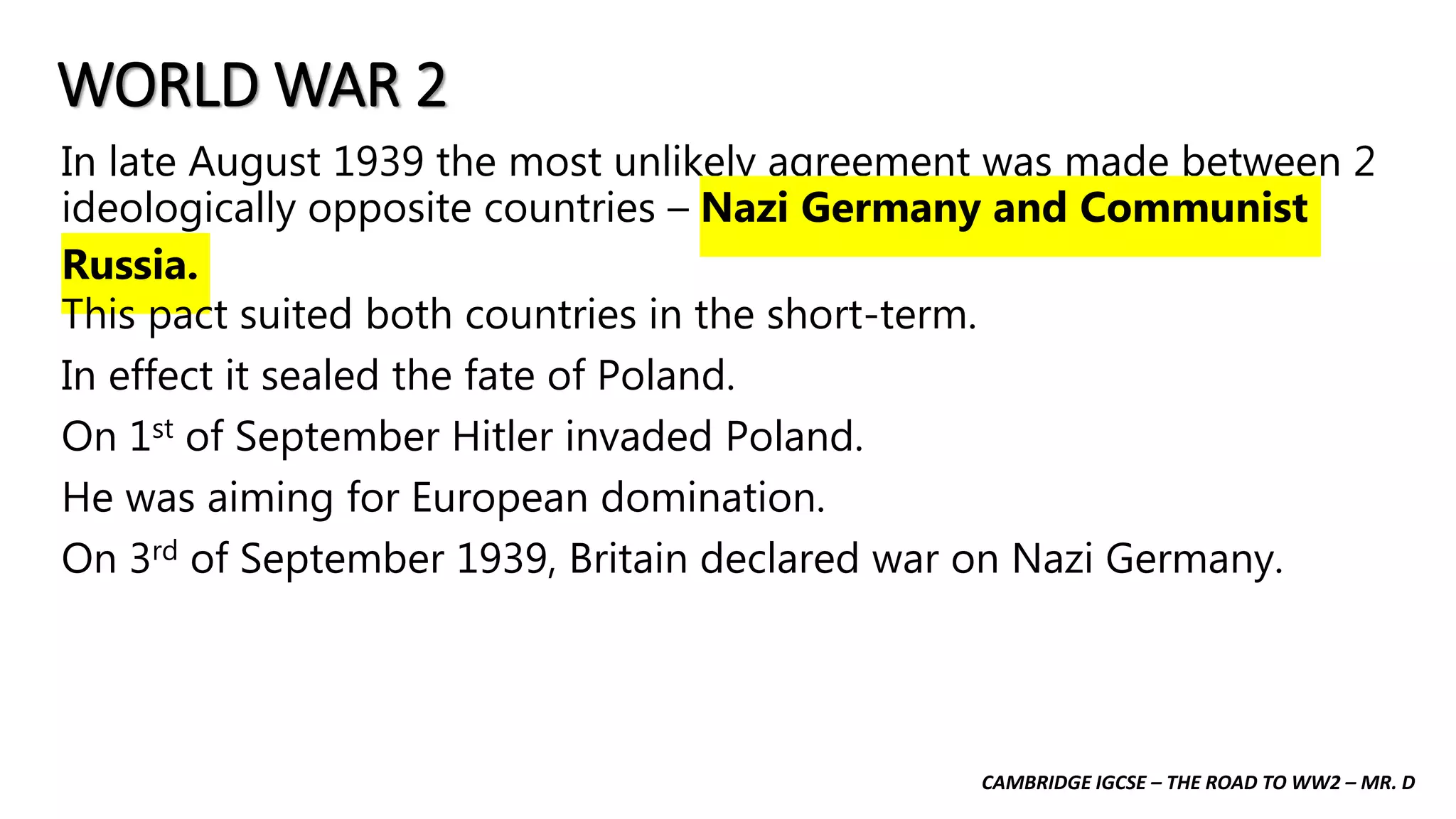 THE ROAD TO WAR 1939 - INTRODUCTION | PPT