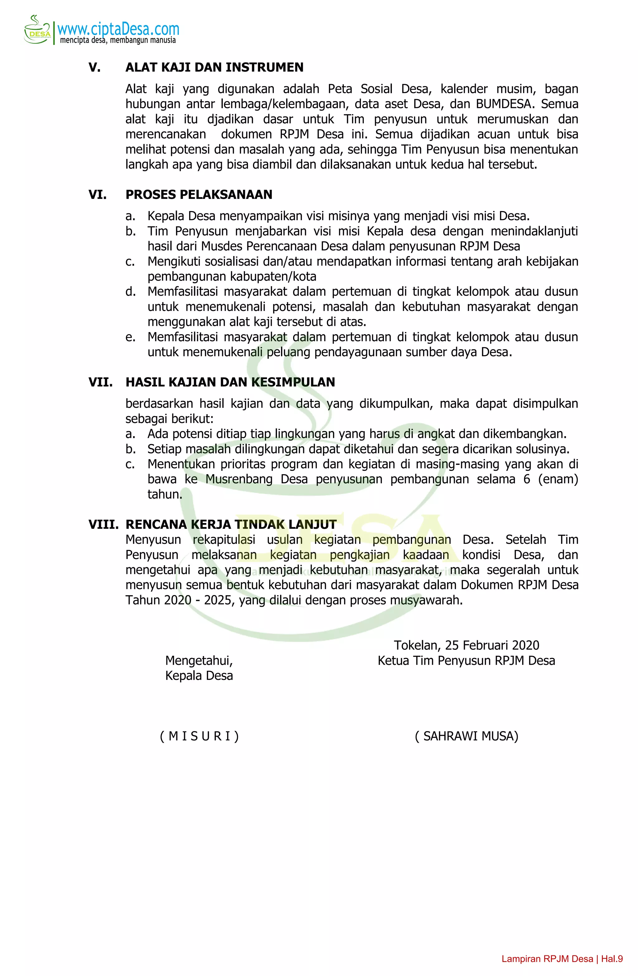 00. dokumen rpjm desa tokelan | PDF