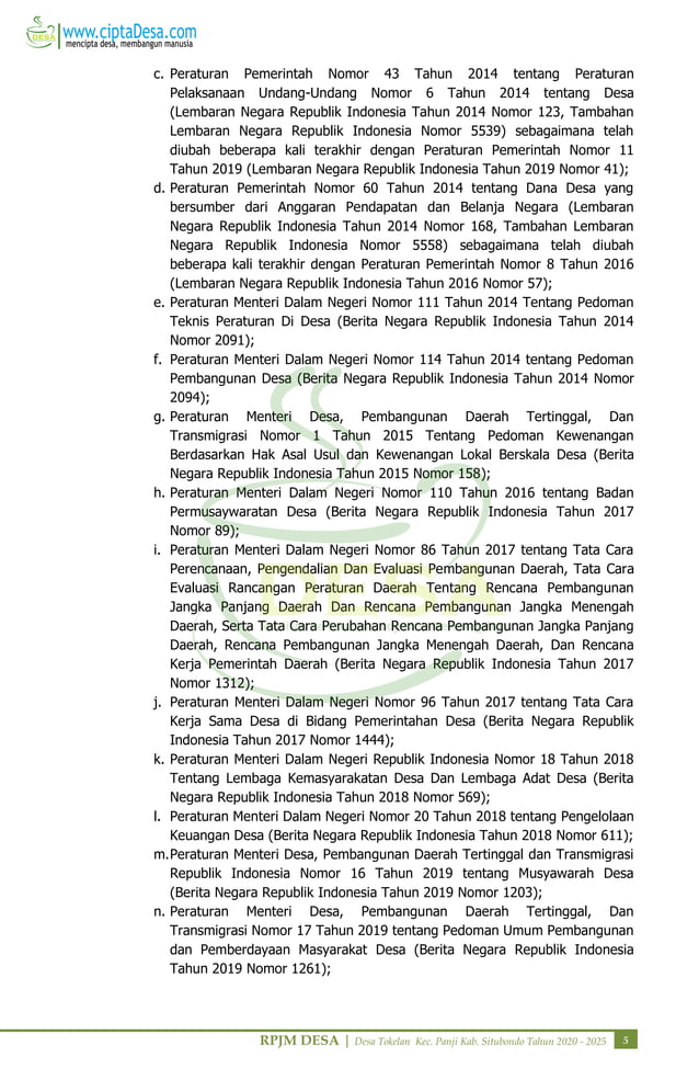 00. dokumen rpjm desa tokelan | PDF