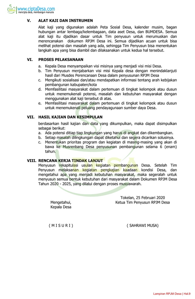 00. dokumen rpjm desa tokelan | PDF
