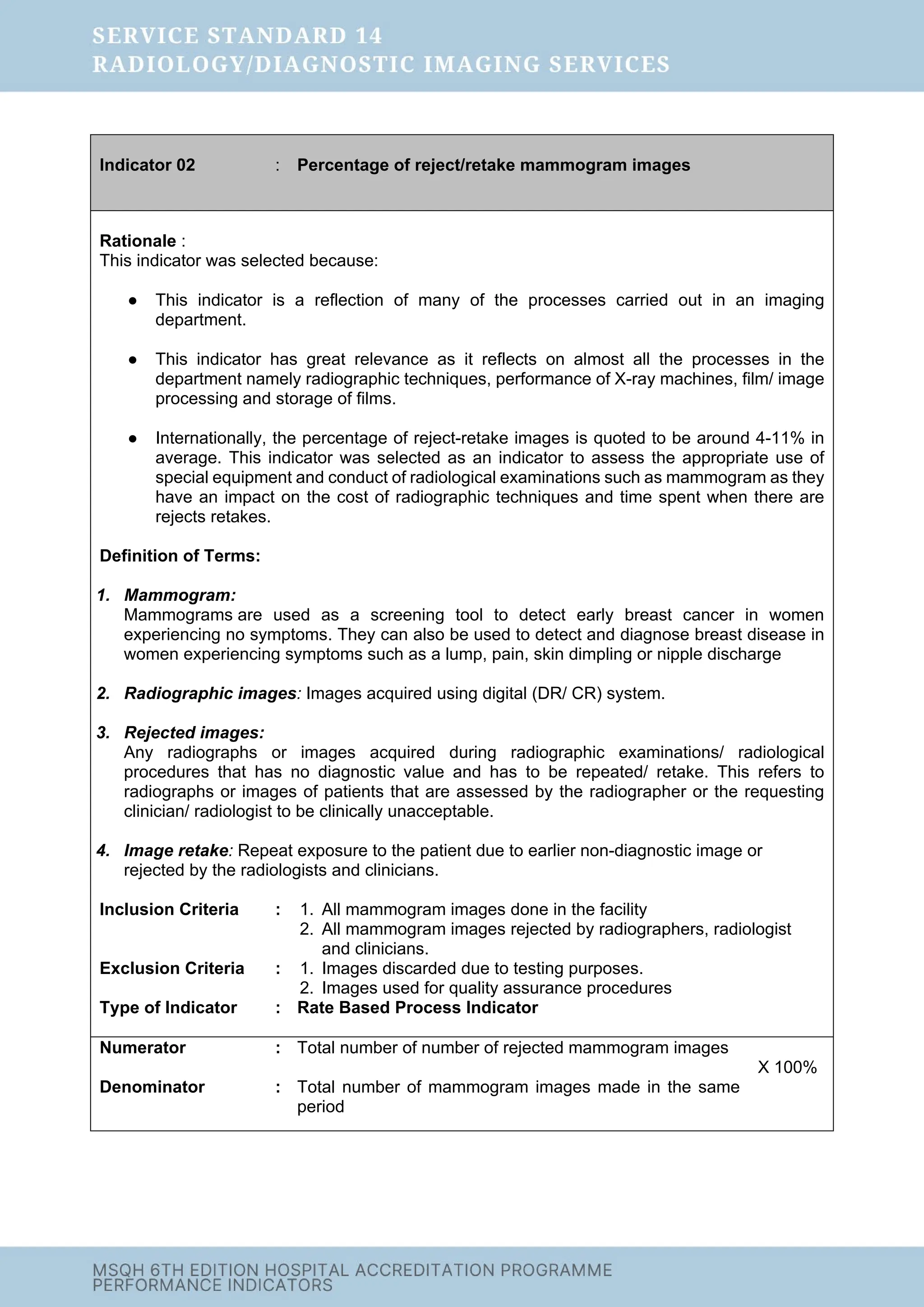 00. MSQH Performance Indicators - 6th Edition Complete Set of ...