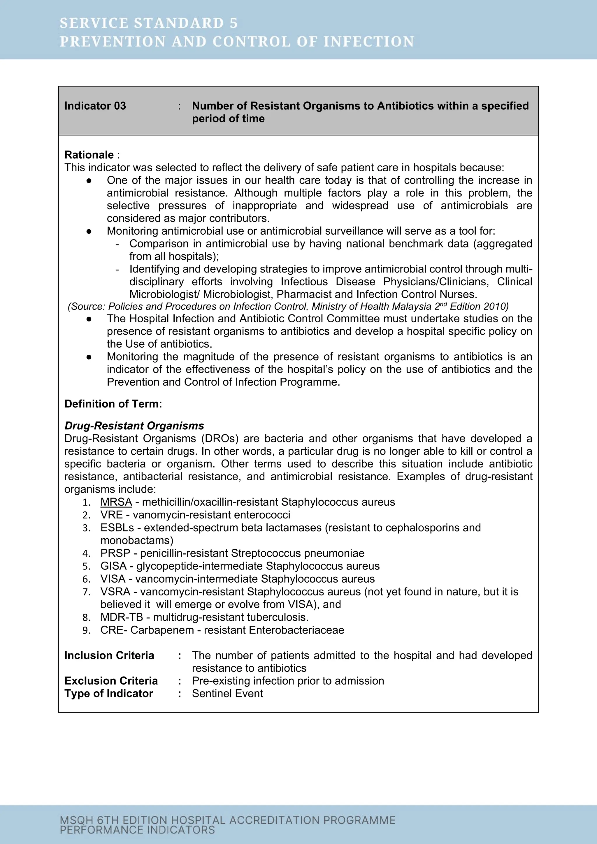 00. MSQH Performance Indicators - 6th Edition Complete Set of ...