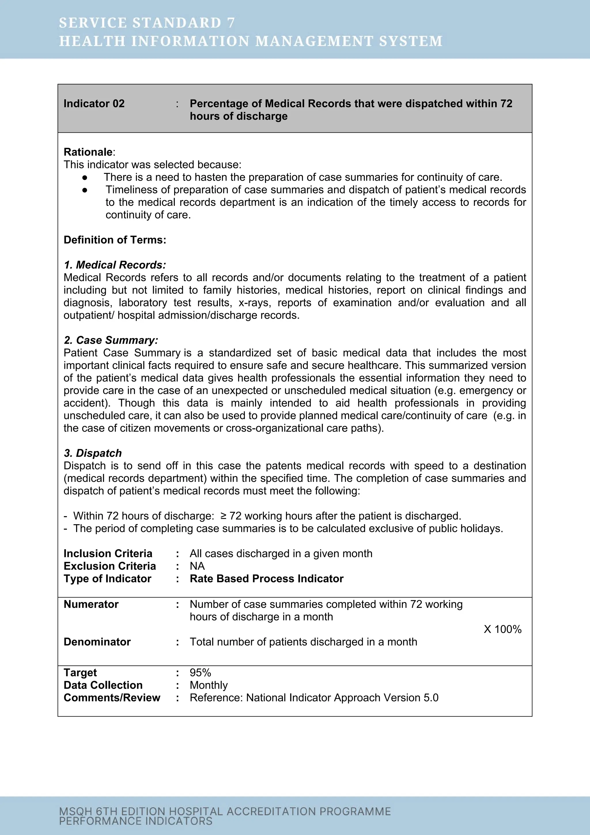 00. MSQH Performance Indicators - 6th Edition Complete Set of ...