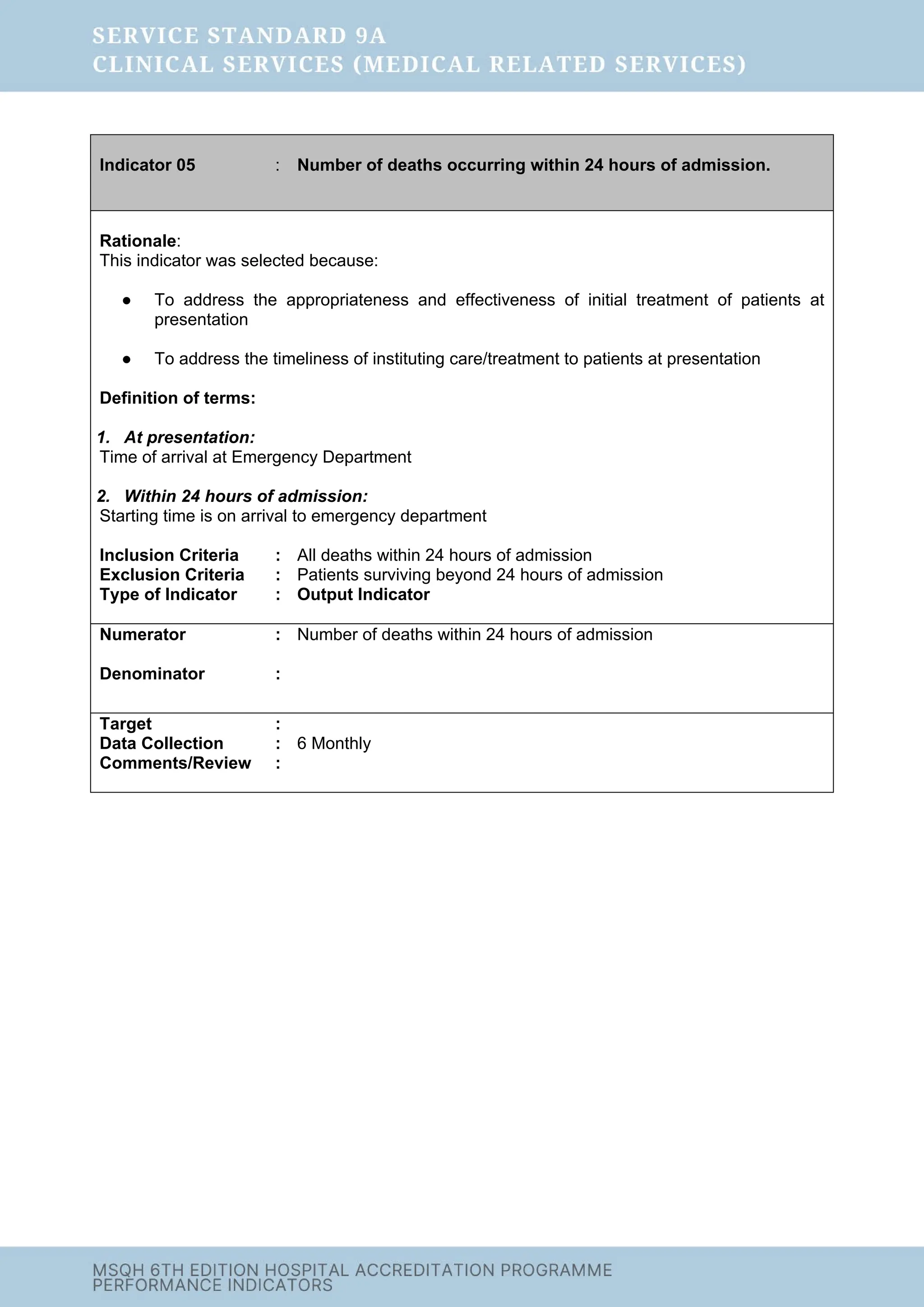 00. MSQH Performance Indicators - 6th Edition Complete Set of ...