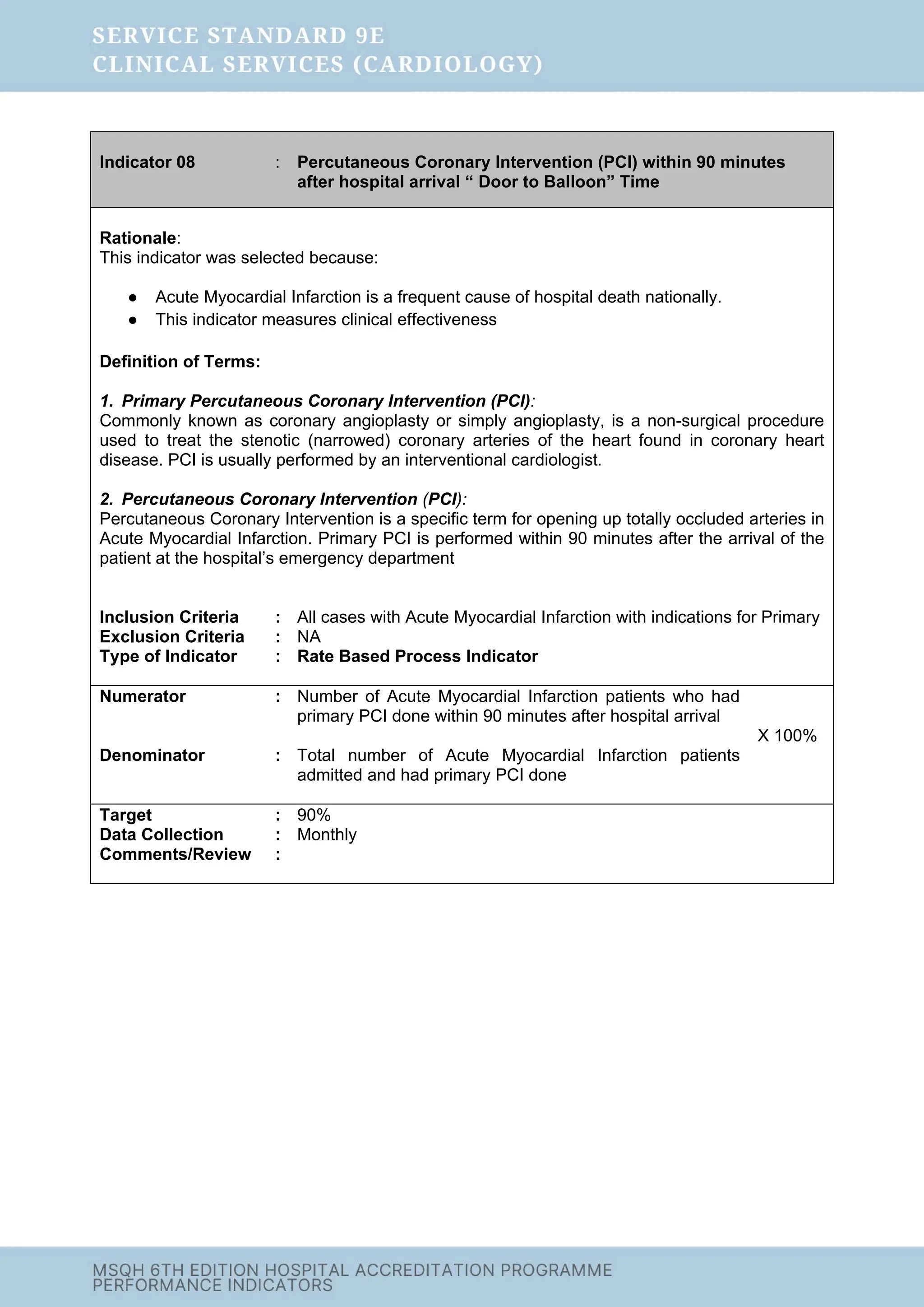 00. MSQH Performance Indicators - 6th Edition Complete Set of ...