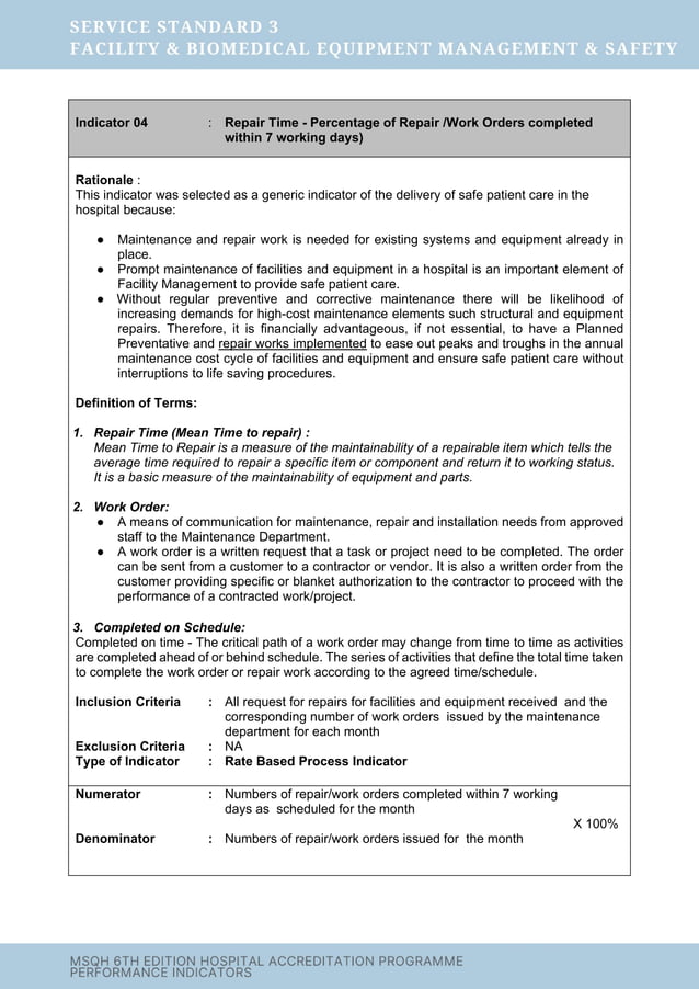 00. MSQH Performance Indicators - 6th Edition Complete Set of ...