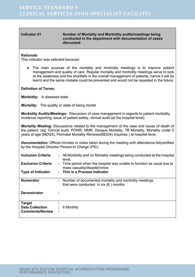 00. MSQH Performance Indicators - 6th Edition Complete Set of ...