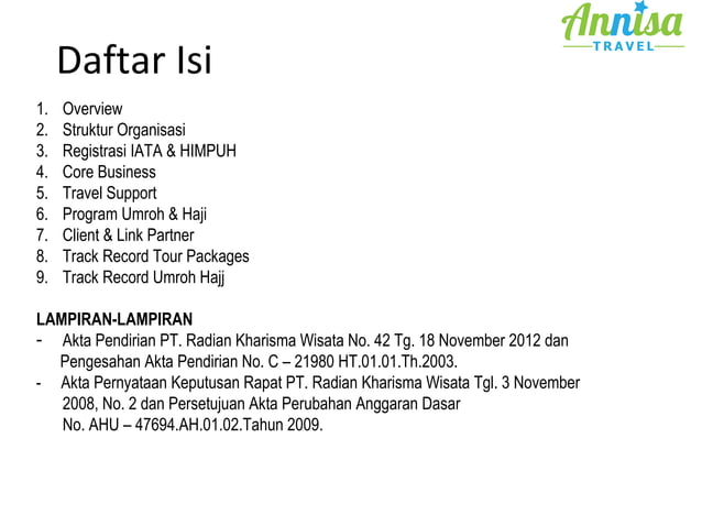 Company Profile Annisa Travel | PPT