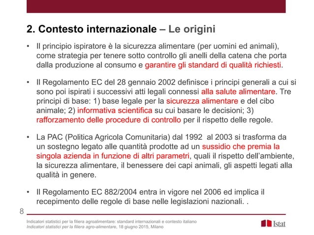 Indicatori statistici per la filiera agro-alimentare - Gismondi | PPTX