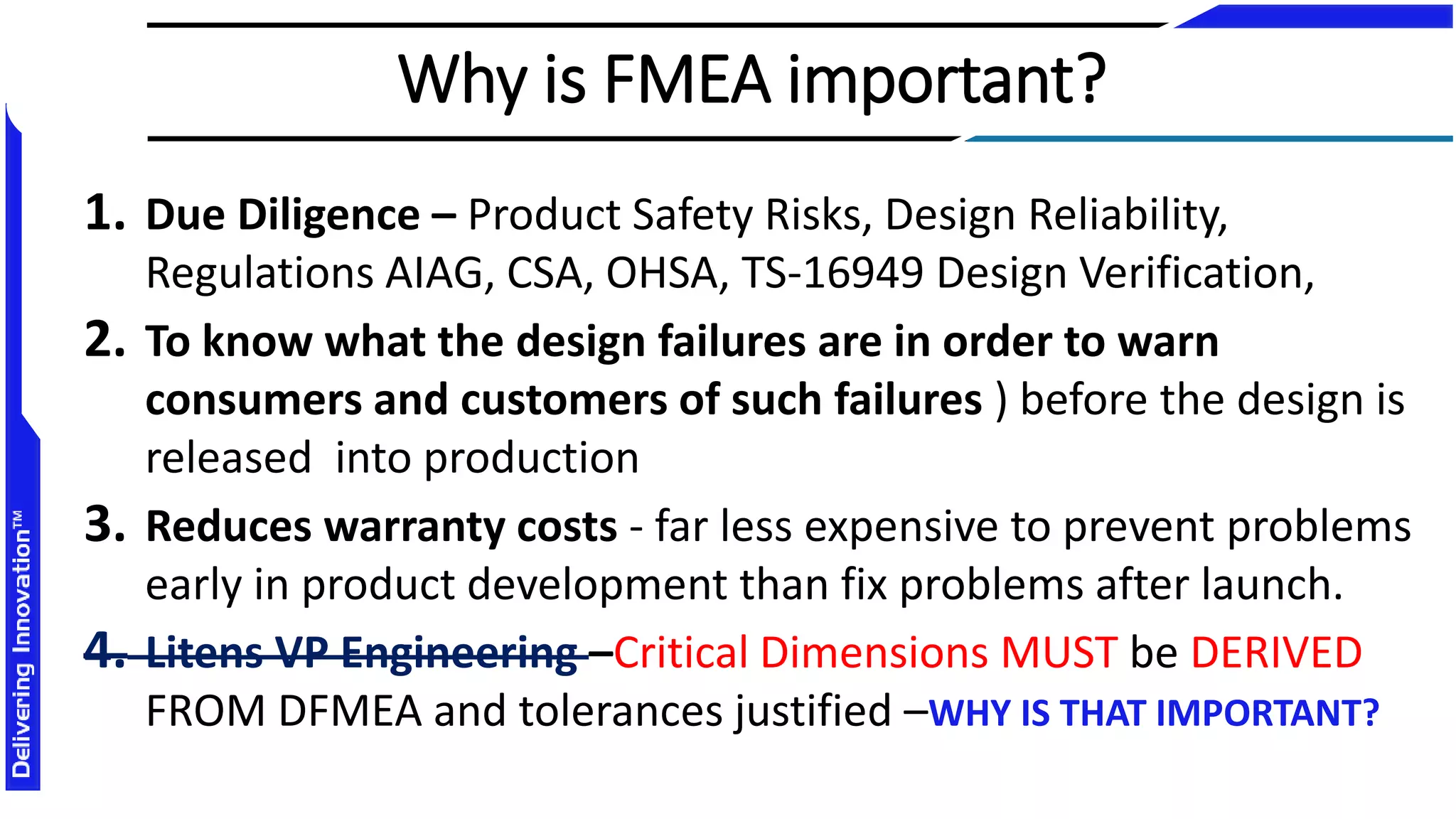 DFMEA DUE DILIGENCE TRAINING FOR LITENS AUTOMOTIVE | PPTX