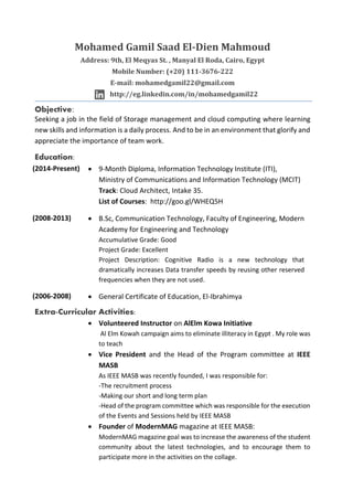 00 mohamed gamil cv | PDF