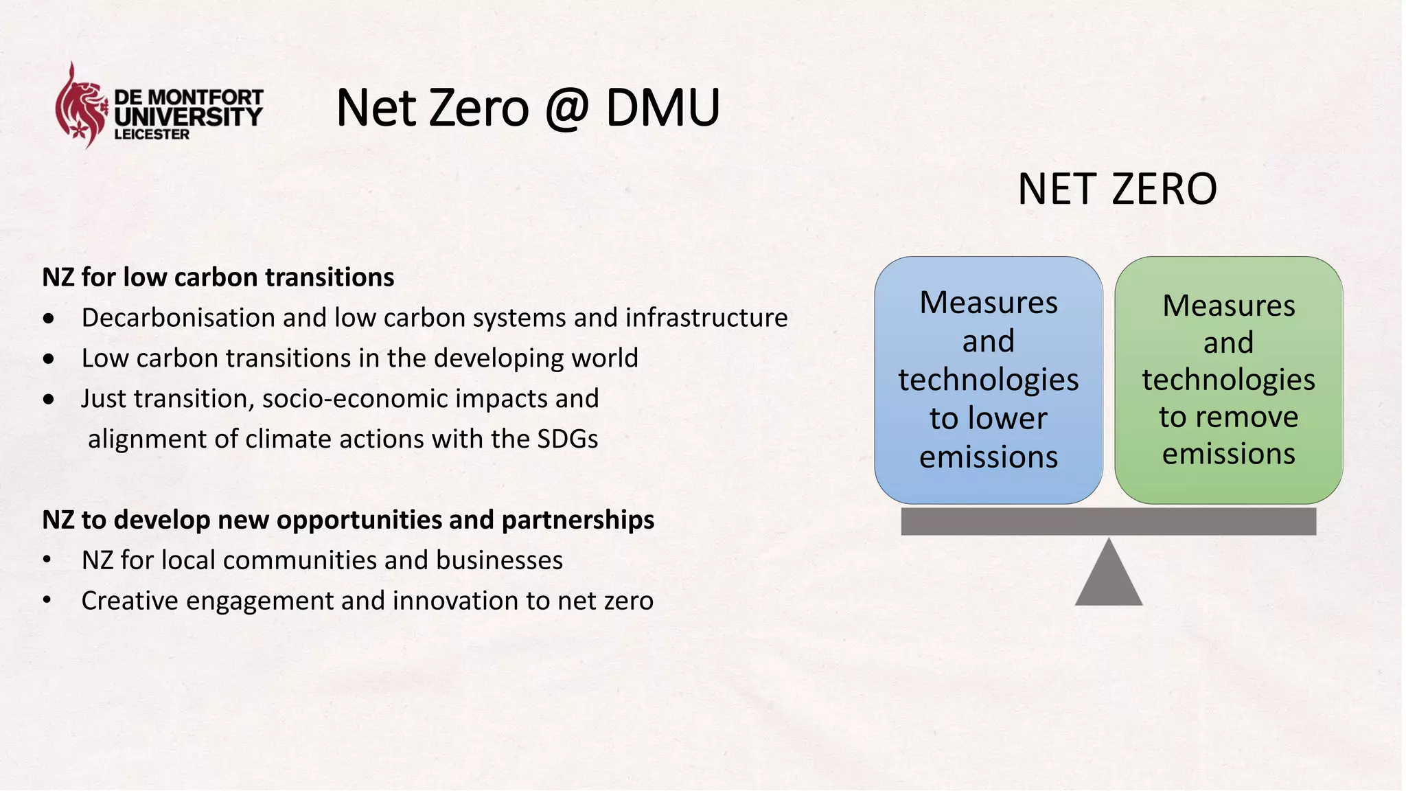 "Net zero at DMU" by Prof Raffaella Villa, DMU Net Zero Research Theme ...