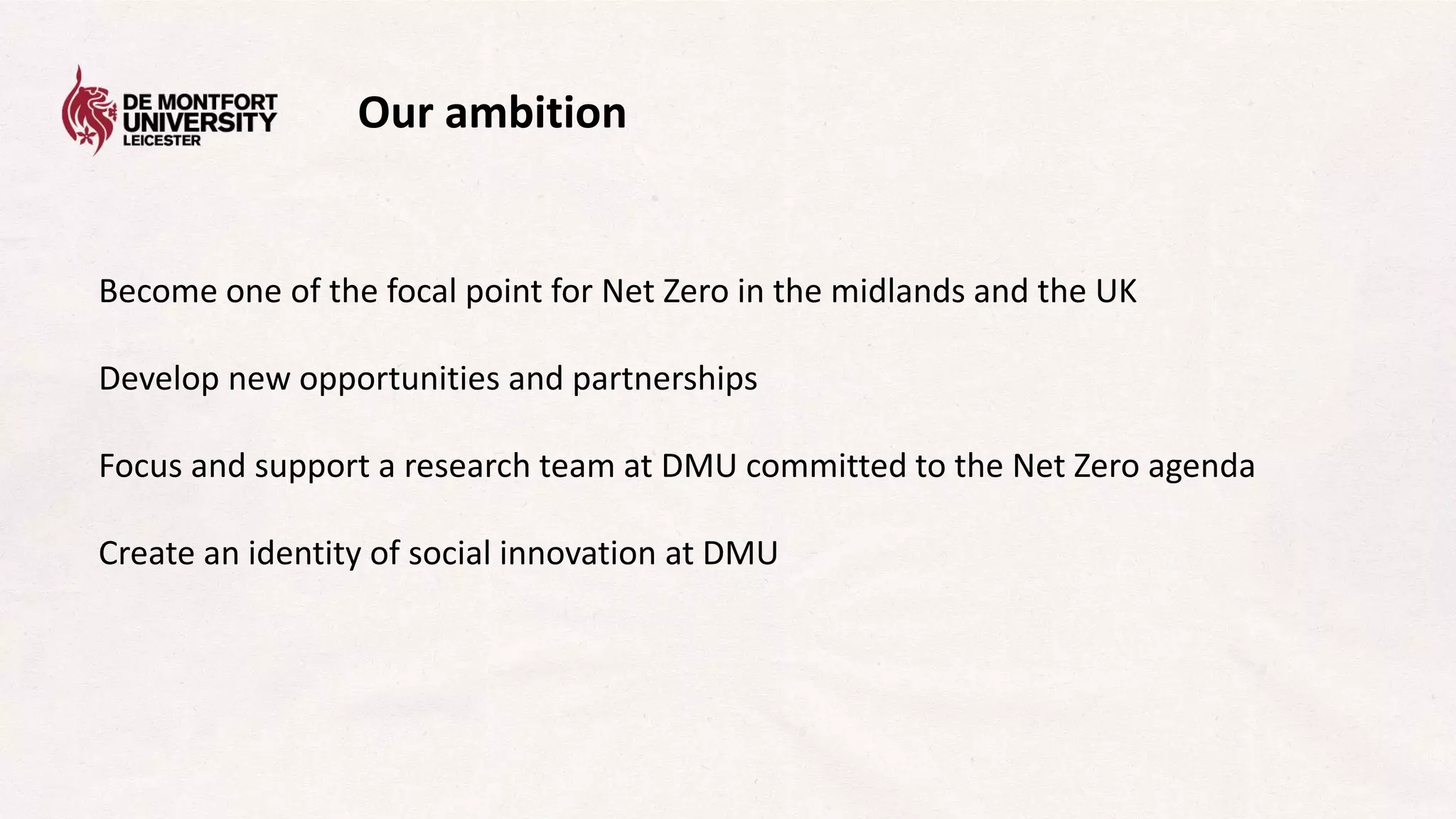 "Net zero at DMU" by Prof Raffaella Villa, DMU Net Zero Research Theme ...