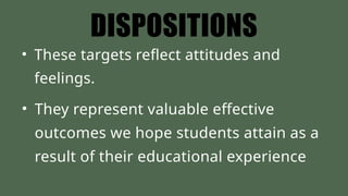 Different methods of assessment, the various types of learning targets ...