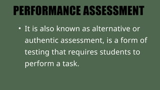 Different methods of assessment, the various types of learning targets ...