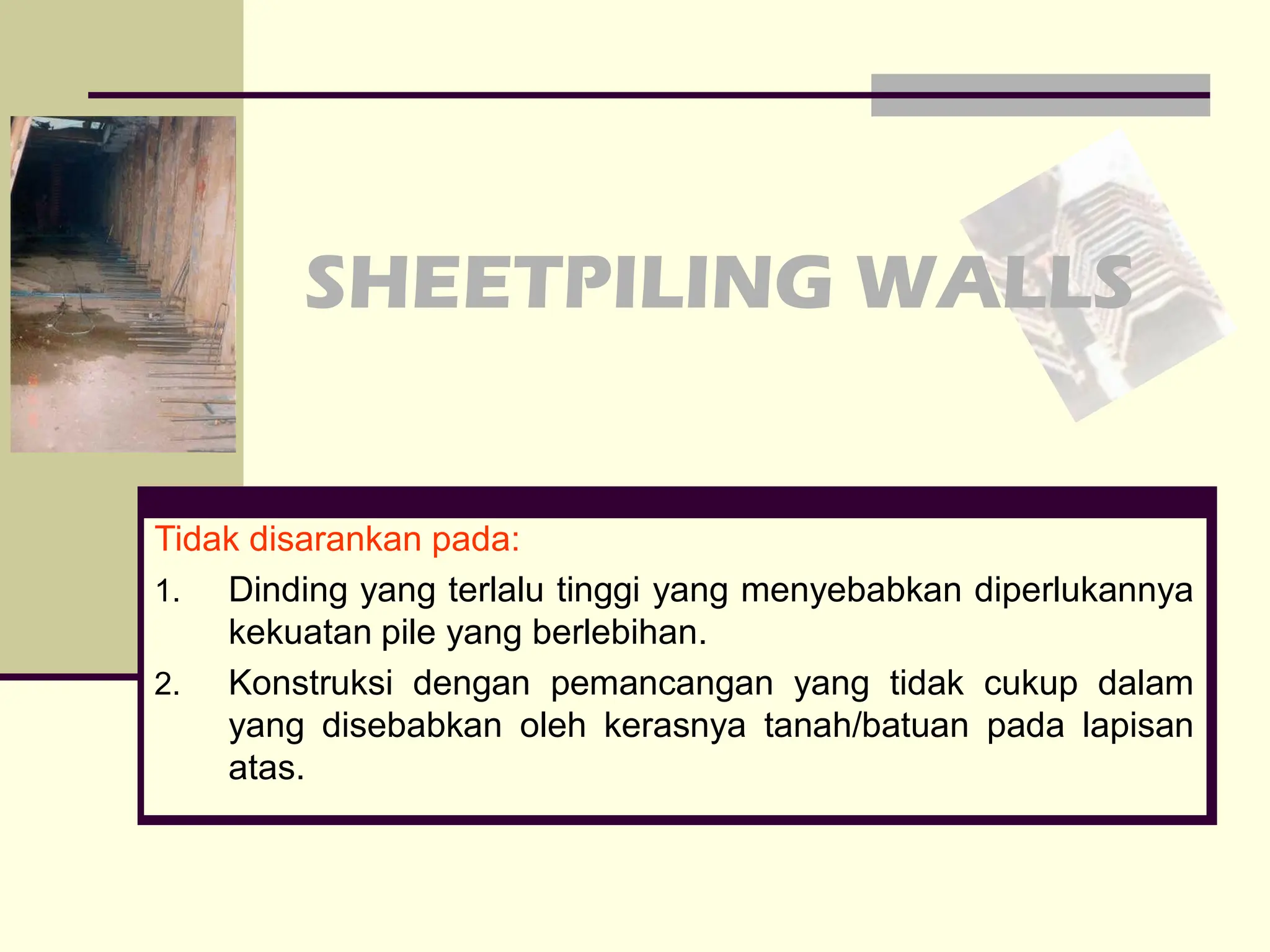 SHEETPILING WALL BAHAN AJAR PERHITUNGANN | PDF