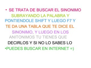 presentación de sinonimos & antonimos de Erika | PPT