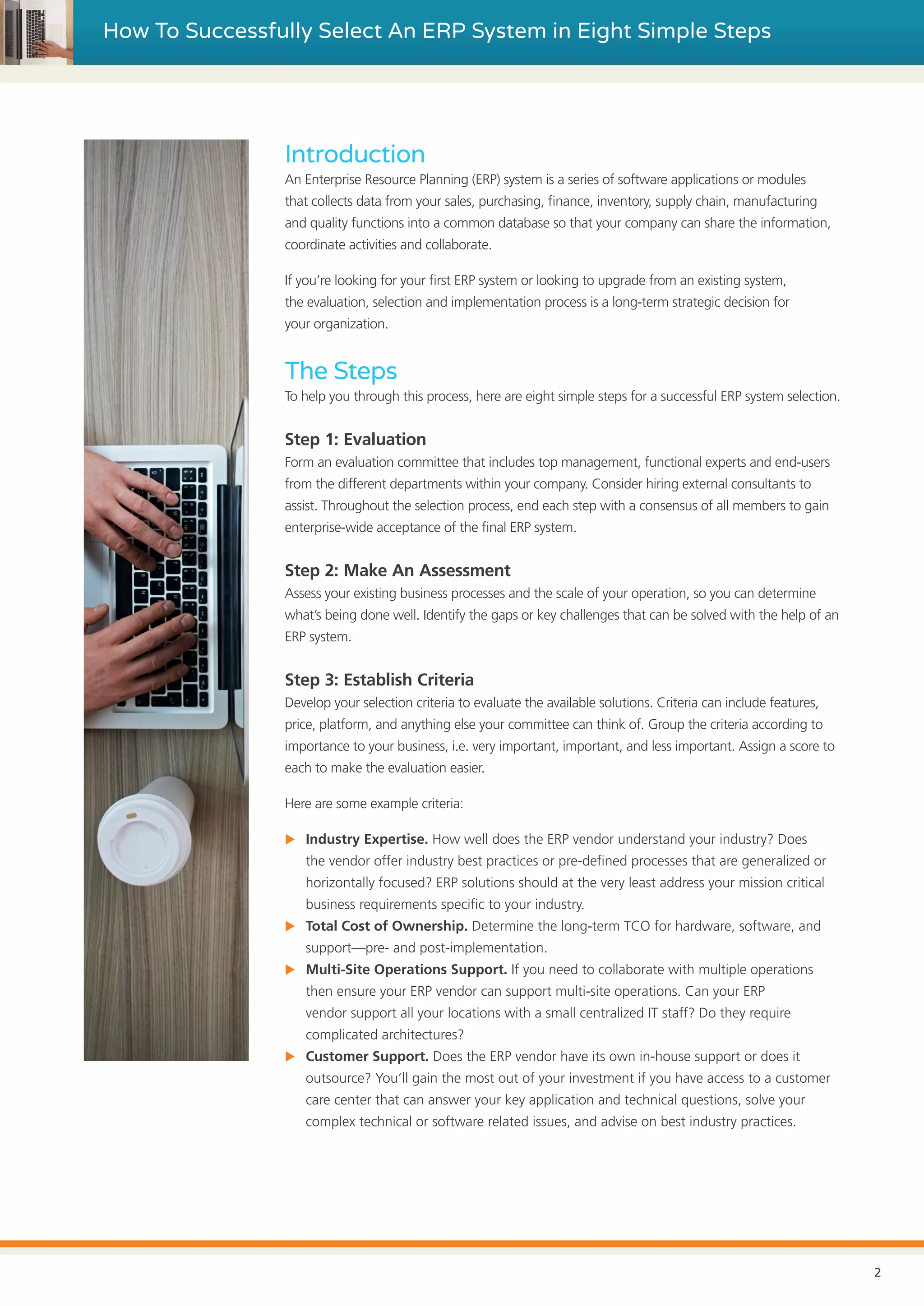 How To Successfully Select An ERP System in Eight Simple Steps | PDF