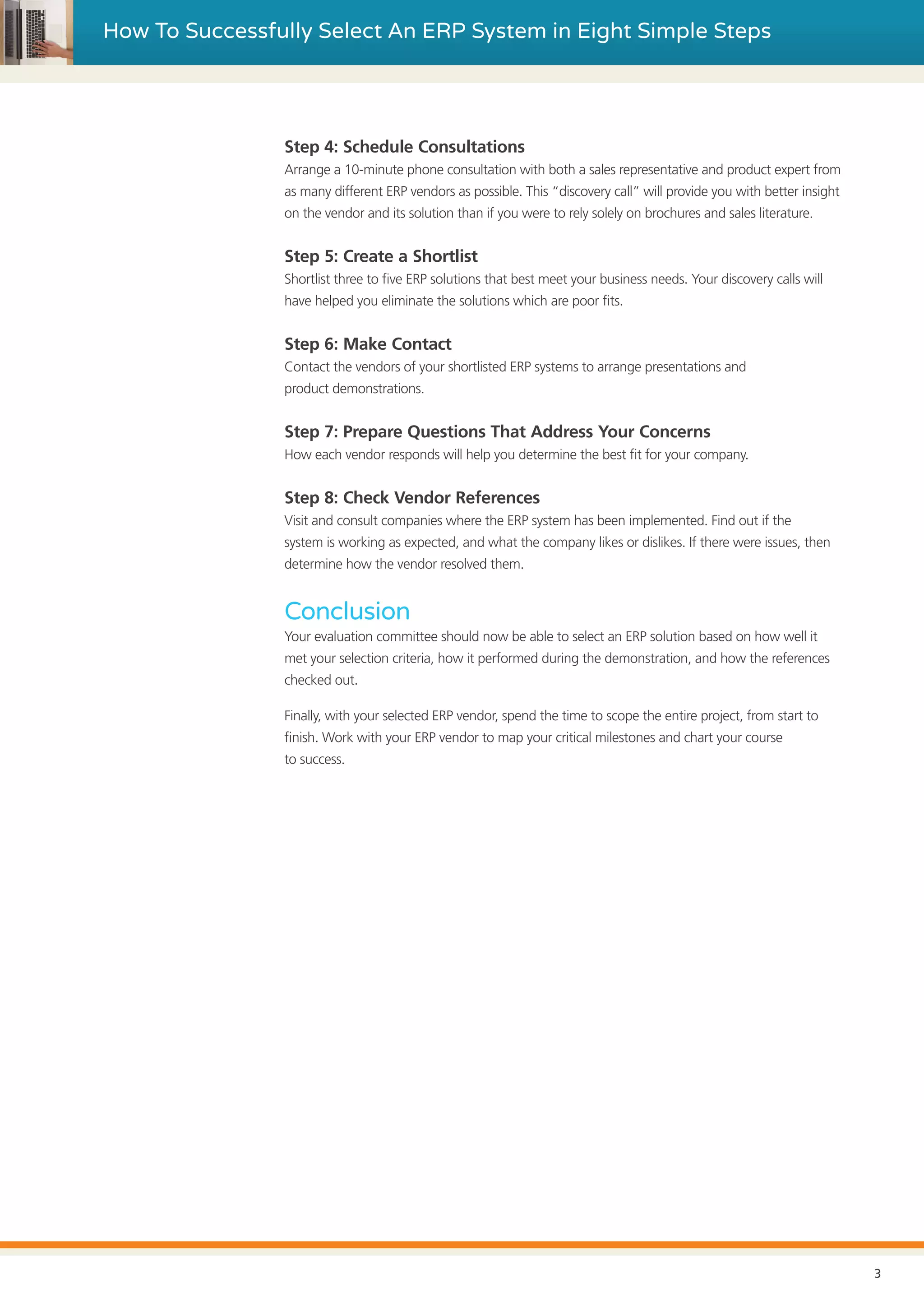 How To Successfully Select An ERP System in Eight Simple Steps | PDF