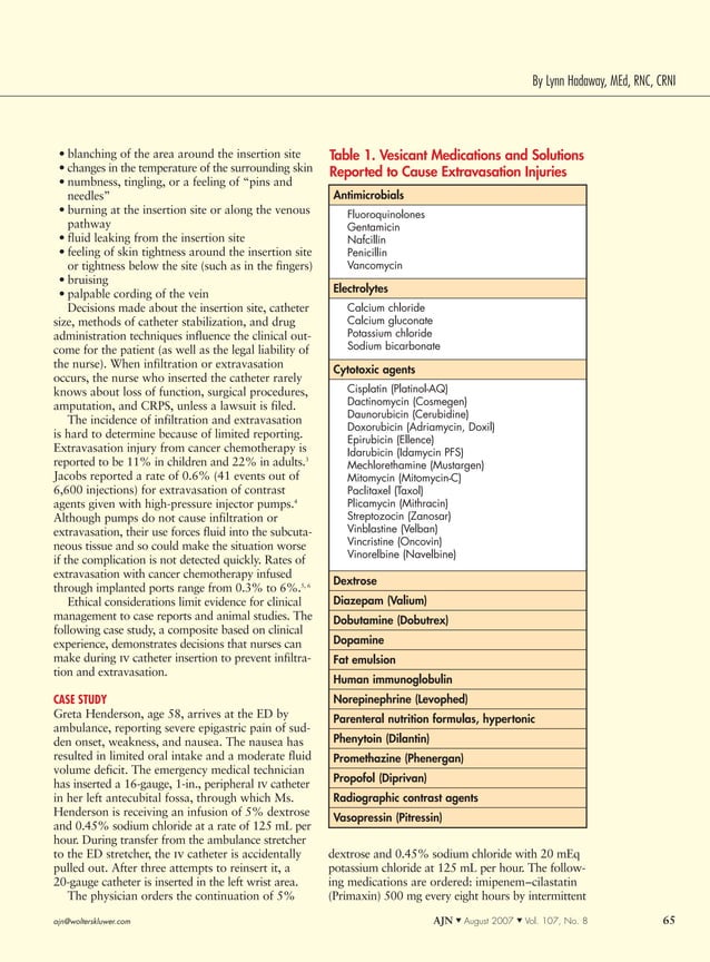 Infiltration and Extravasation-Preventing a complication of IV ...