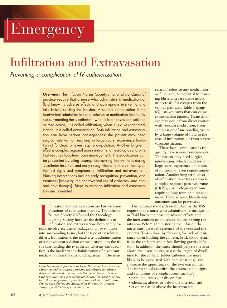 Infiltration and Extravasation-Preventing a complication of IV cathet…