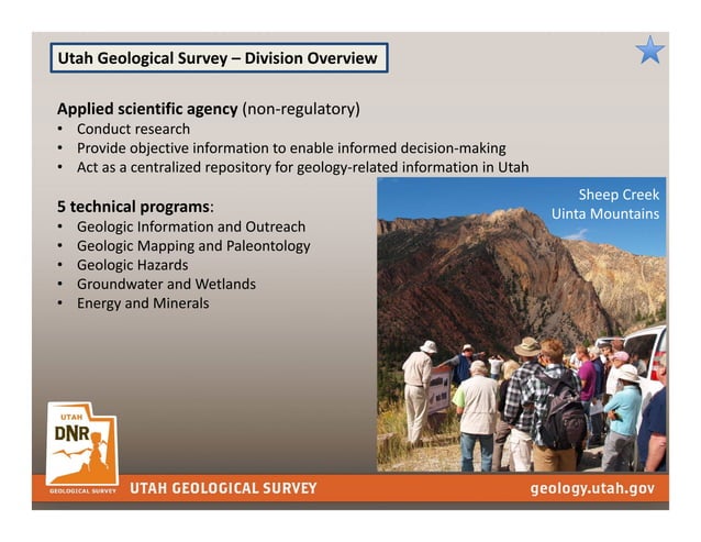 The Utah Geological Survey provides timely scientific information about ...