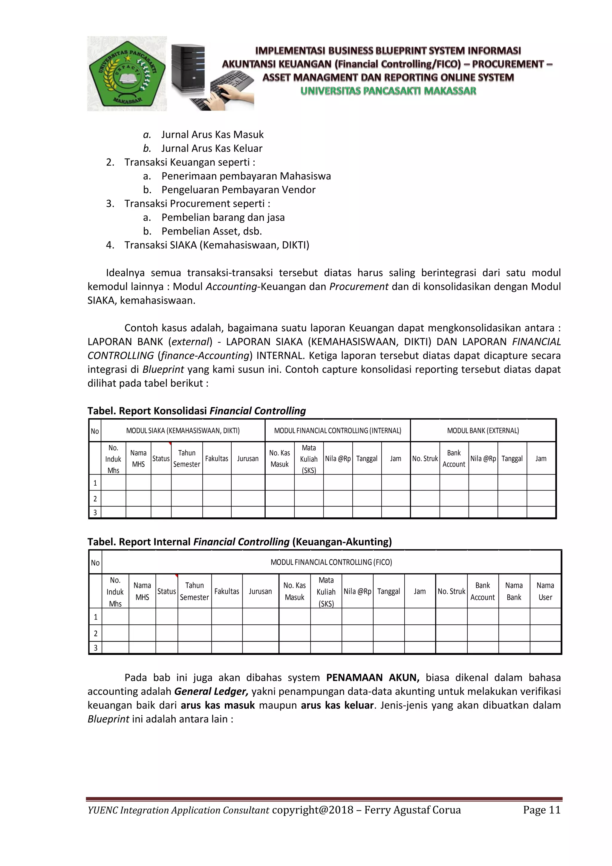 Master Blueprint System Informasi Yayasan & Universitas Pancasakti Makassar 2019 | PDF