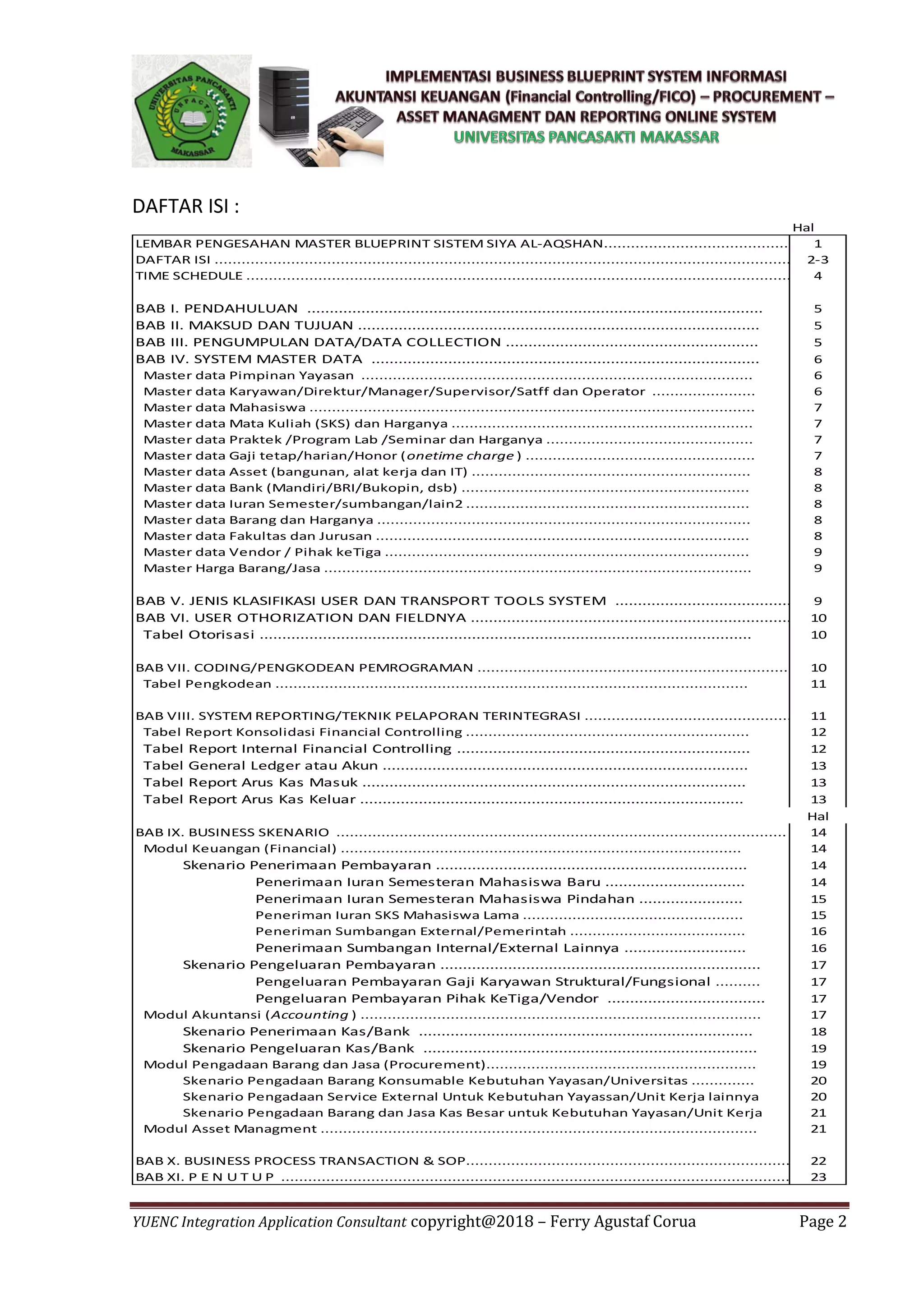 Master Blueprint System Informasi Yayasan & Universitas Pancasakti ...