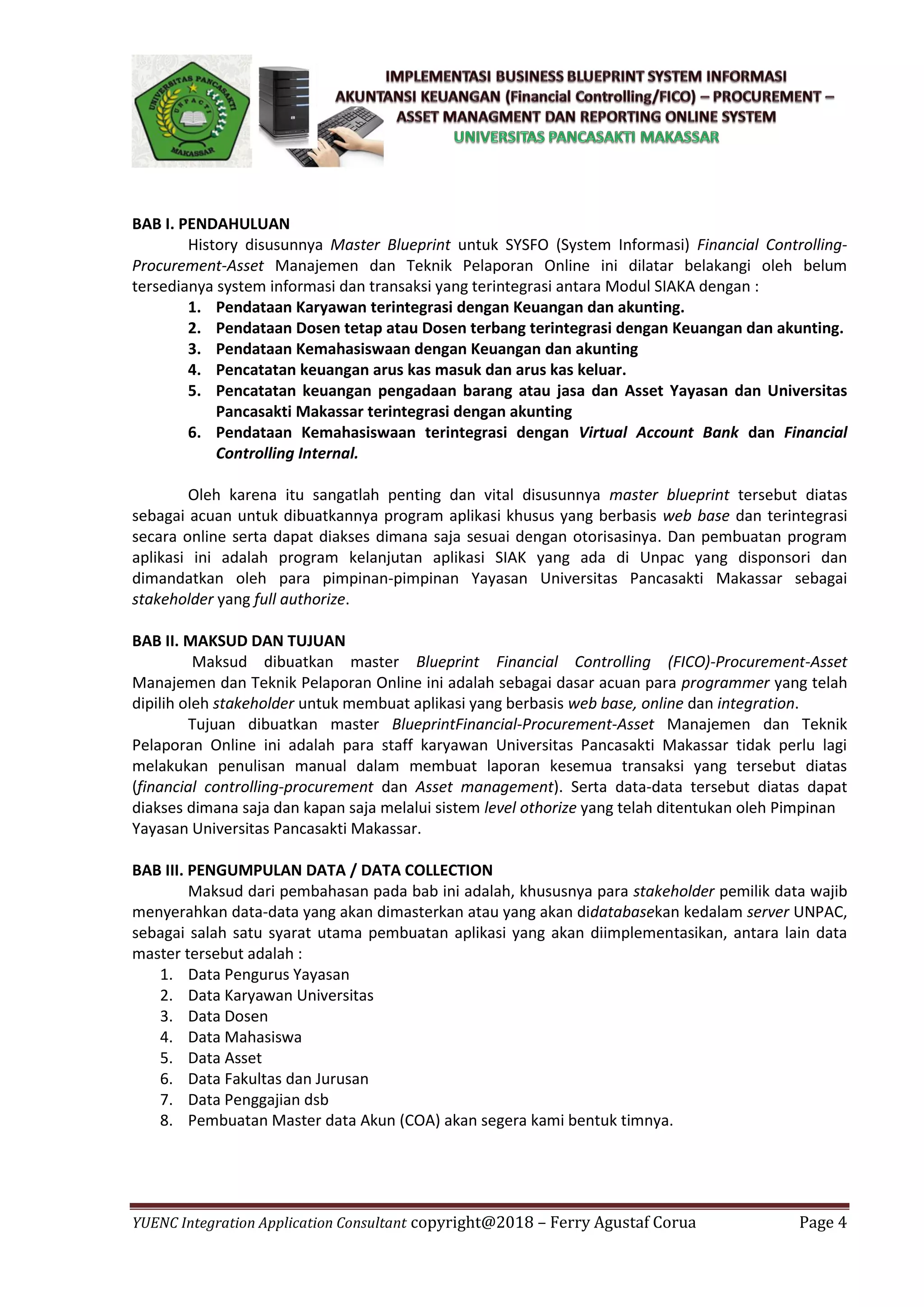 Master Blueprint System Informasi Yayasan & Universitas Pancasakti ...